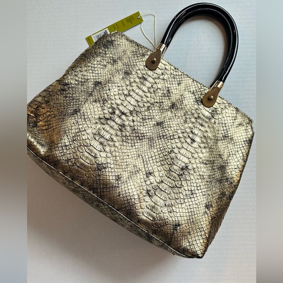 Gianni Bini | Bags | Gianni Bini Alanna Satchel Black Gold Nwt | Poshmark